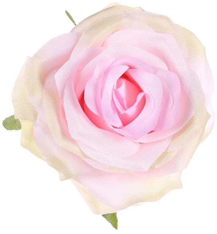 Růže, barva světle růžová, Květina umělá vazbová. Cena za balení 12 ks - KUM3311-PINK