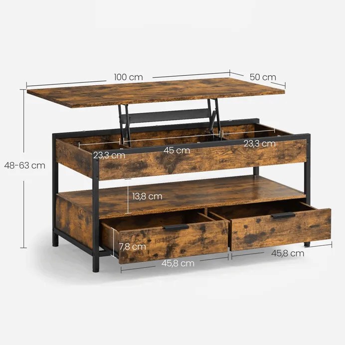Konferenční stolek 100x50x48cm, mdf, old wood, AKF-E1252 OLW Barva: Hnědá