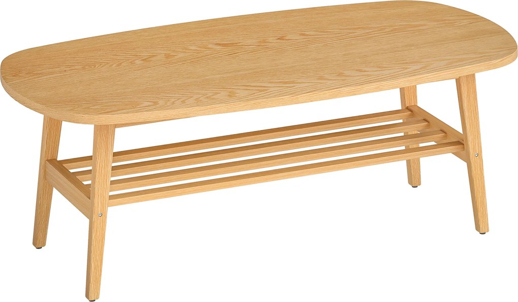 HOMCOM Konferenční stolek do obývacího pokoje s úložným prostorem, stolík do obývacího pokoje, ložnice, 120 x 60 x 42 cm, přírodní dřevo