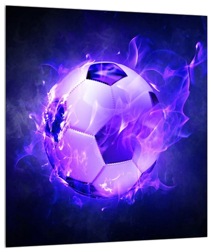 Obraz fotbalového míče v modrém ohni (30x30 cm)