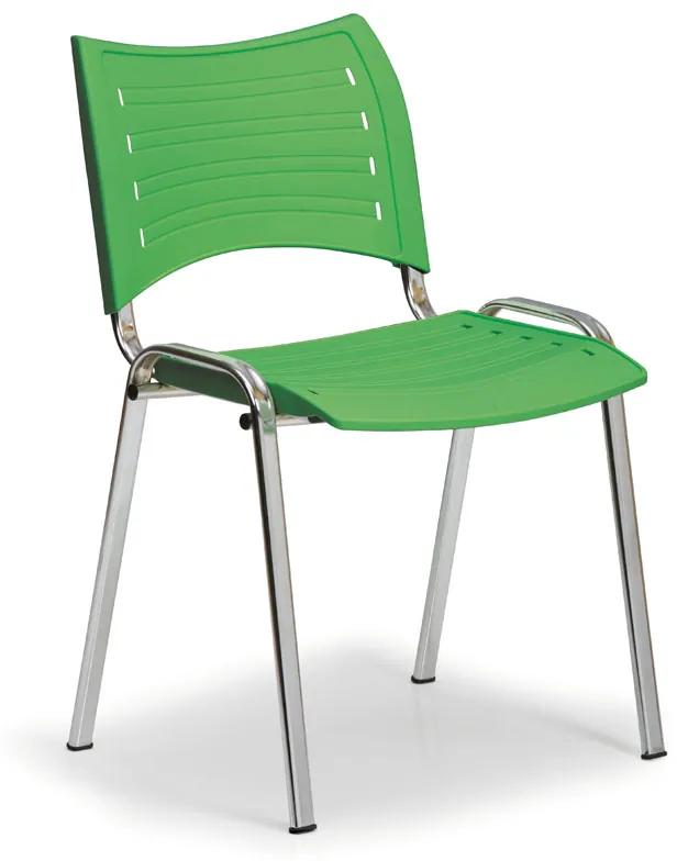 Plastová židle SMART - chromované nohy, zelená