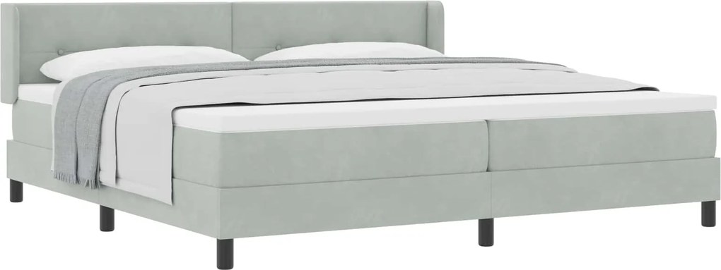 Postel s boxspringem s čelo Světle šedá 200 x 200 cm samet 3341486