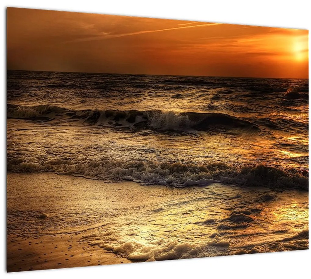 Skleněný obraz - Vlny u pobřeží (70x50 cm)