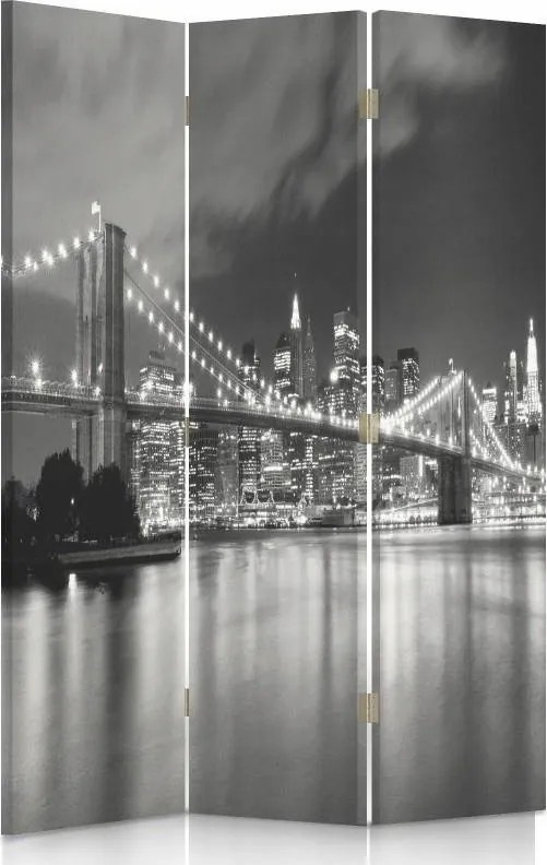Paraván oboustranný otočný, Brooklyn Bridge v noci 110x170