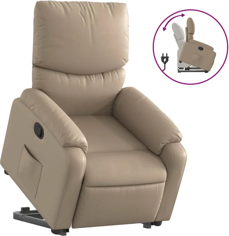 Zvedací polohovací křeslo cappuccino umělá kůže 3204892