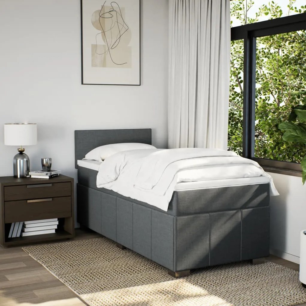 Box spring postel s matrací tmavě šedá 80 x 200 cm textil 3289189