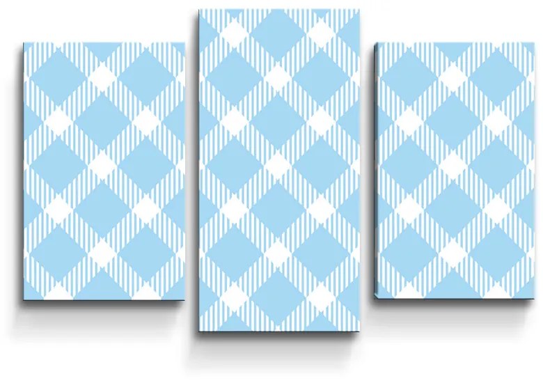 Sablio Obraz - 3-dílný Modrobílé čtverce - 75x50 cm