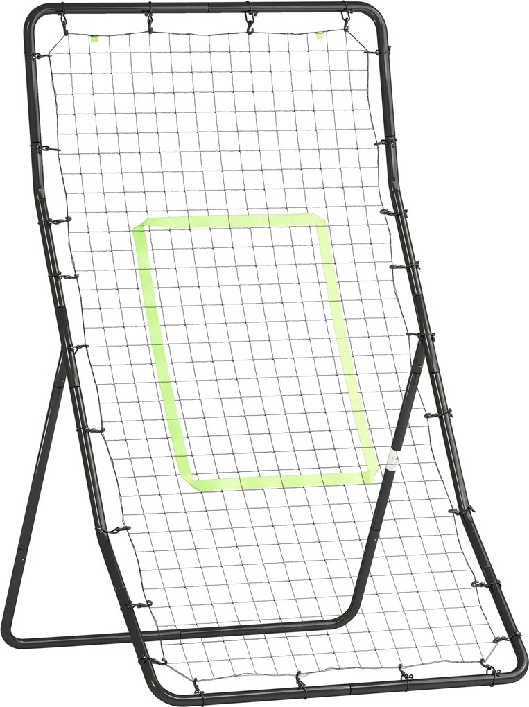 HOMCOM Kickback odrazová branka 75x126cm, odrazová stěna z oceli a PE, tréninková pomůcka pro fotbal, černá | Aosom.de