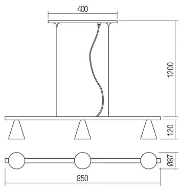 Redo 01-2218 - Lustr na lanku ZUMA 3xGU10/15W/230V černá/zlatá