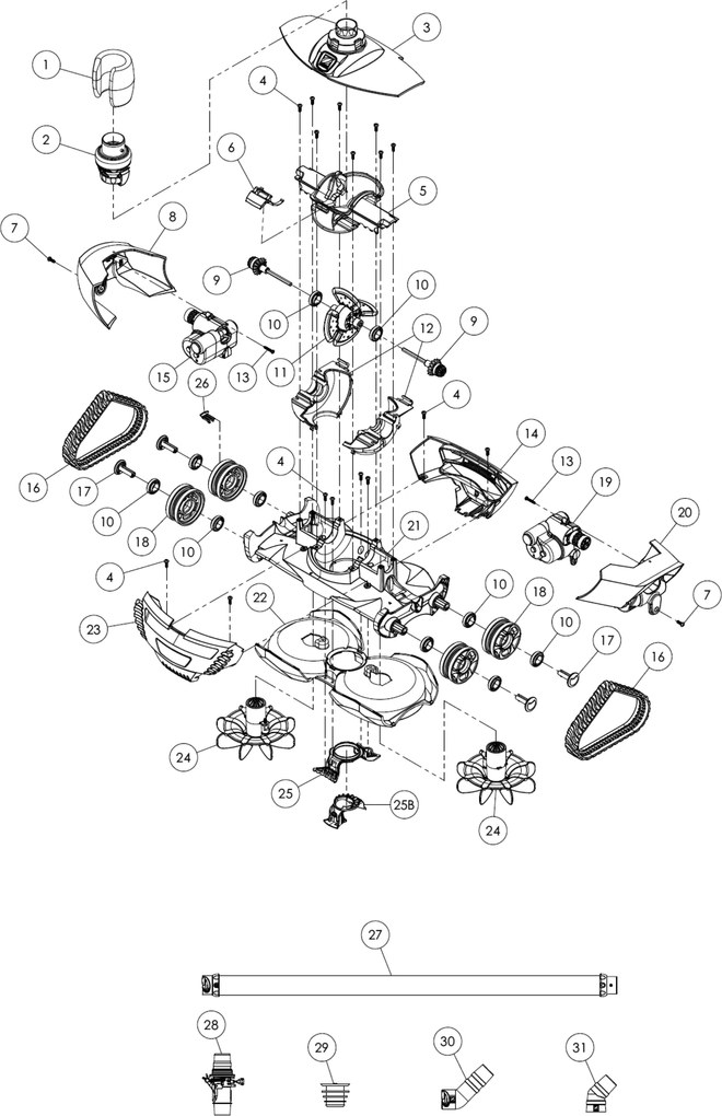 Levá převodovka (A) na Zodiac MX6, MX8, MX9