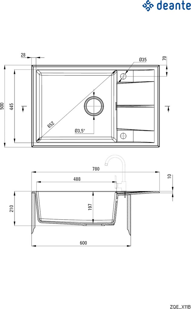Deante Dřez Eridan s odkapávačem, granit - ZQE A11B alabastr