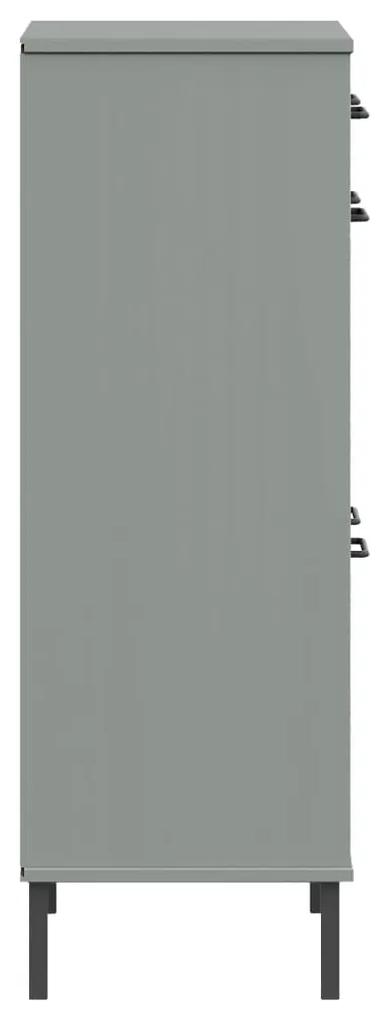 Botník s kovovými nohami šedý masivní borové dřevo OSLO - Default Title