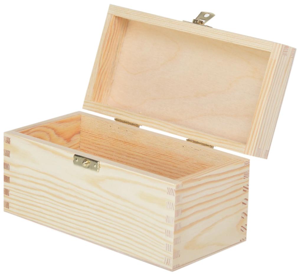 Dřevěná krabička s víkem a zapínáním - 20 x 10 x 10 cm, přírodní