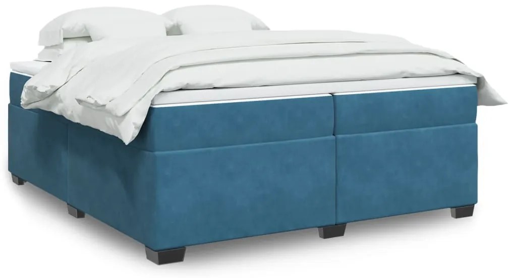 Box spring postel s matrací tmavě modrá 200x200 cm samet 3285309