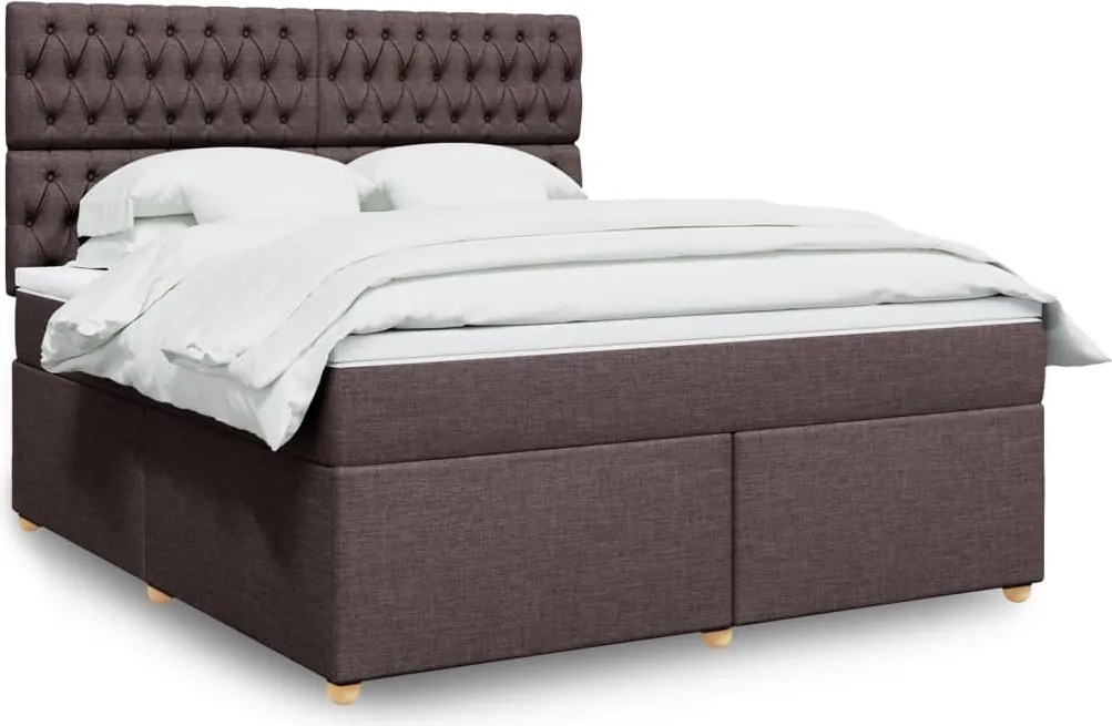Box spring postel s matrací tmavě hnědá 180x200 cm textil 3291369