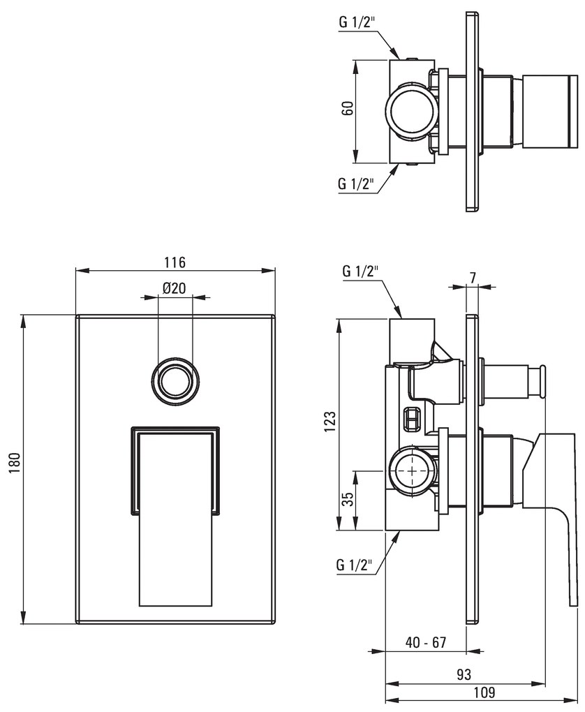 Deante Cascada Anemon, podomítová sprchová sada s dešťovou nerezovou hlavicí 200x200 mm, chromová, NAC_09AP