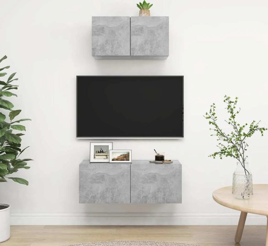 vidaXL 2dílný set TV skříněk dřevotříska [3079120] Barva: Betonová šedá
