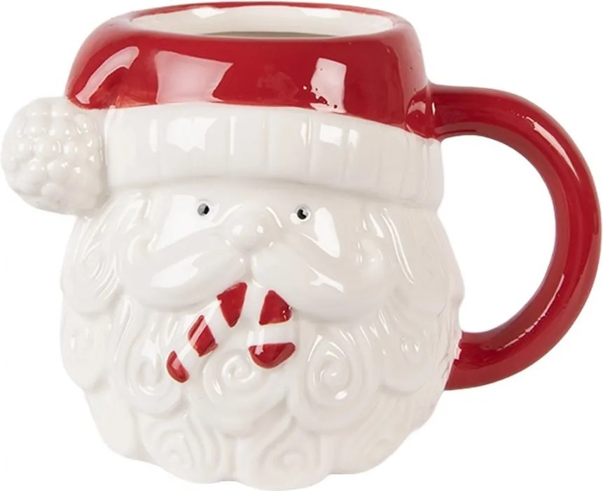Bílo-červený keramický hrnek Santa Claus - 15*11*11 cm / 500 ml