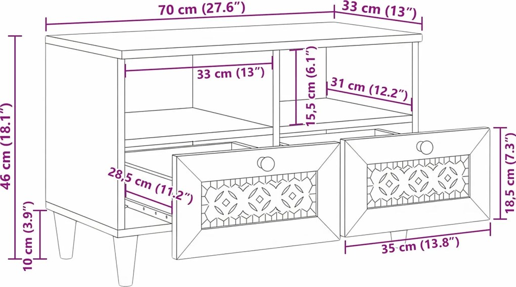 vidaXL TV jednotky se zásuvkou Bílá 70 x 33 x 46 cm Kompozitní dřevo [4018117]