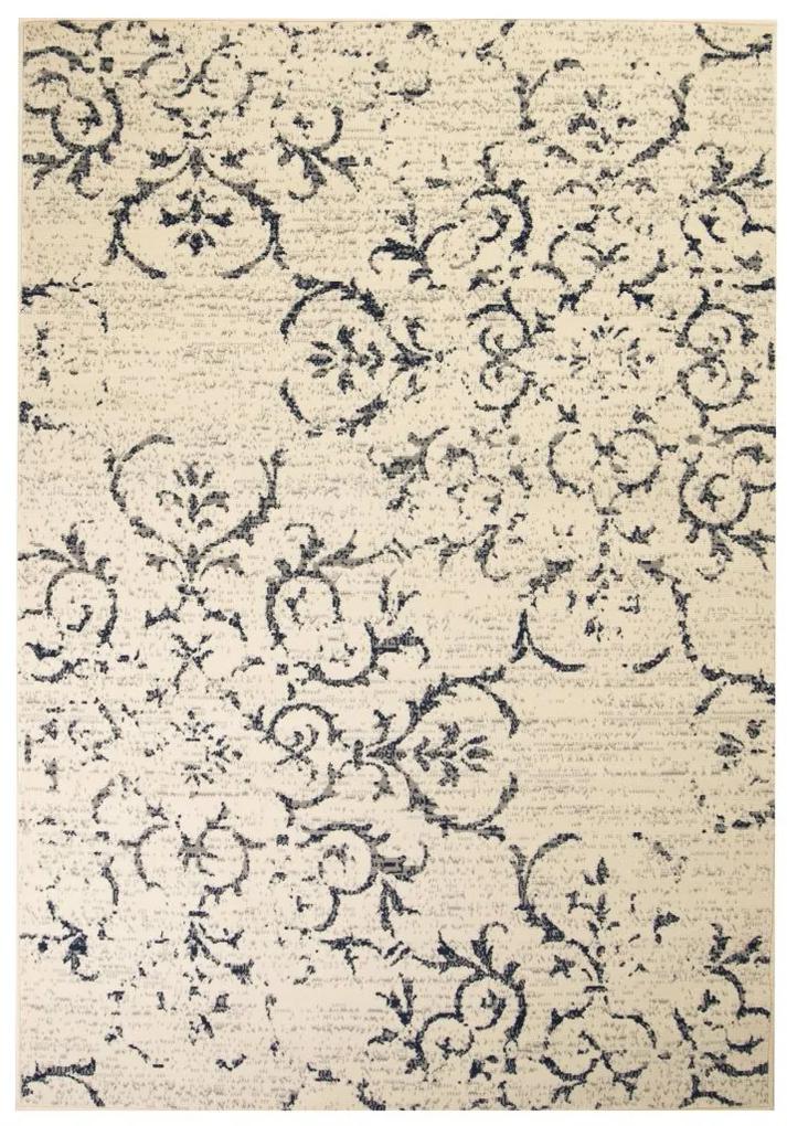 132999 vidaXL Moderní koberec s květinovým vzorem 140 x 200 cm béžovo-modrý