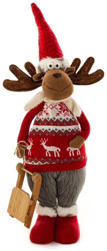 VÁNOČNÍ DEKORAČNÍ FIGURKA REINDEER 58 CM VÍCEBAREVNÁ