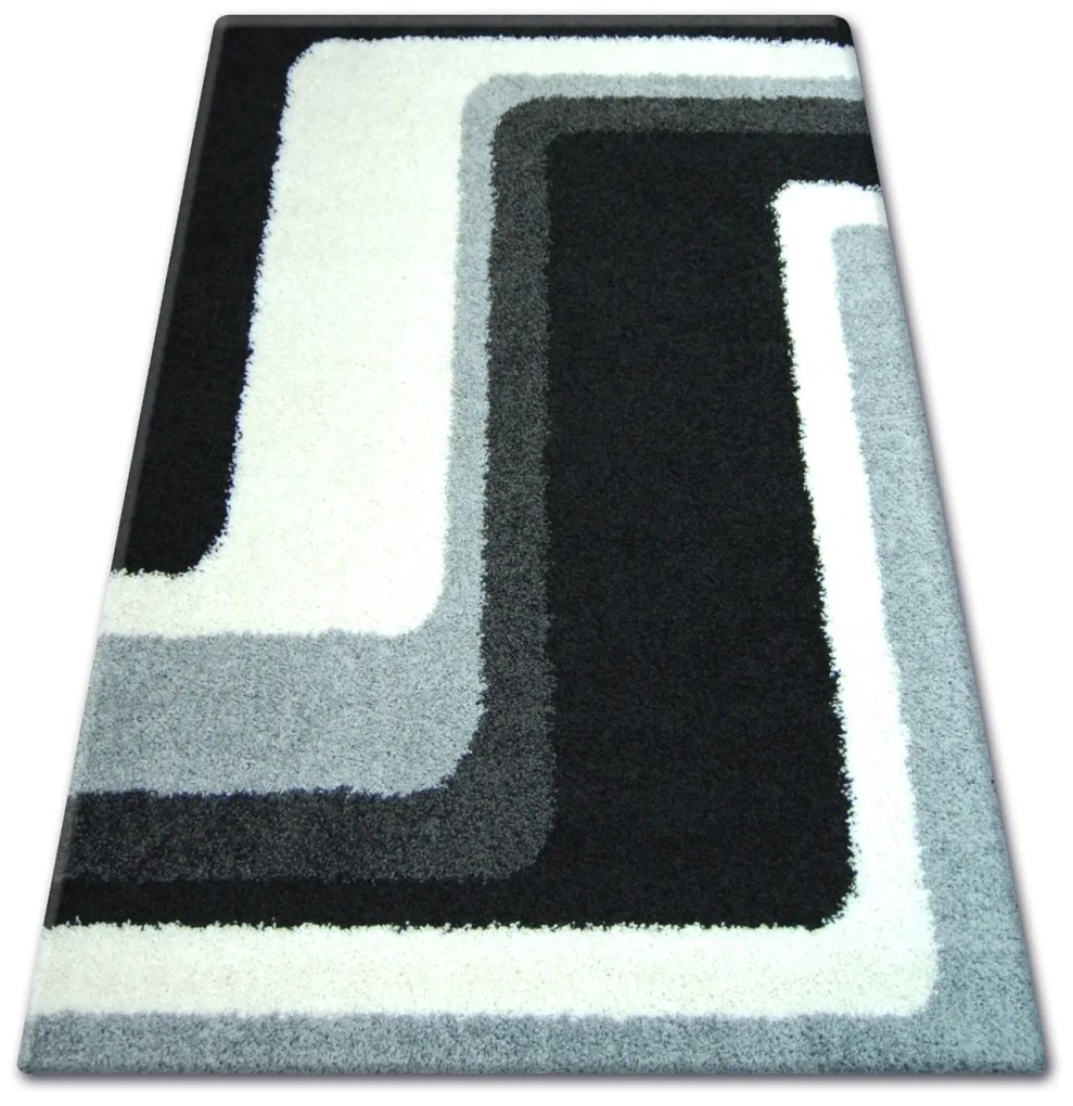 Kusový koberec SHAGGY ZENA CLAIRE bílý / černý