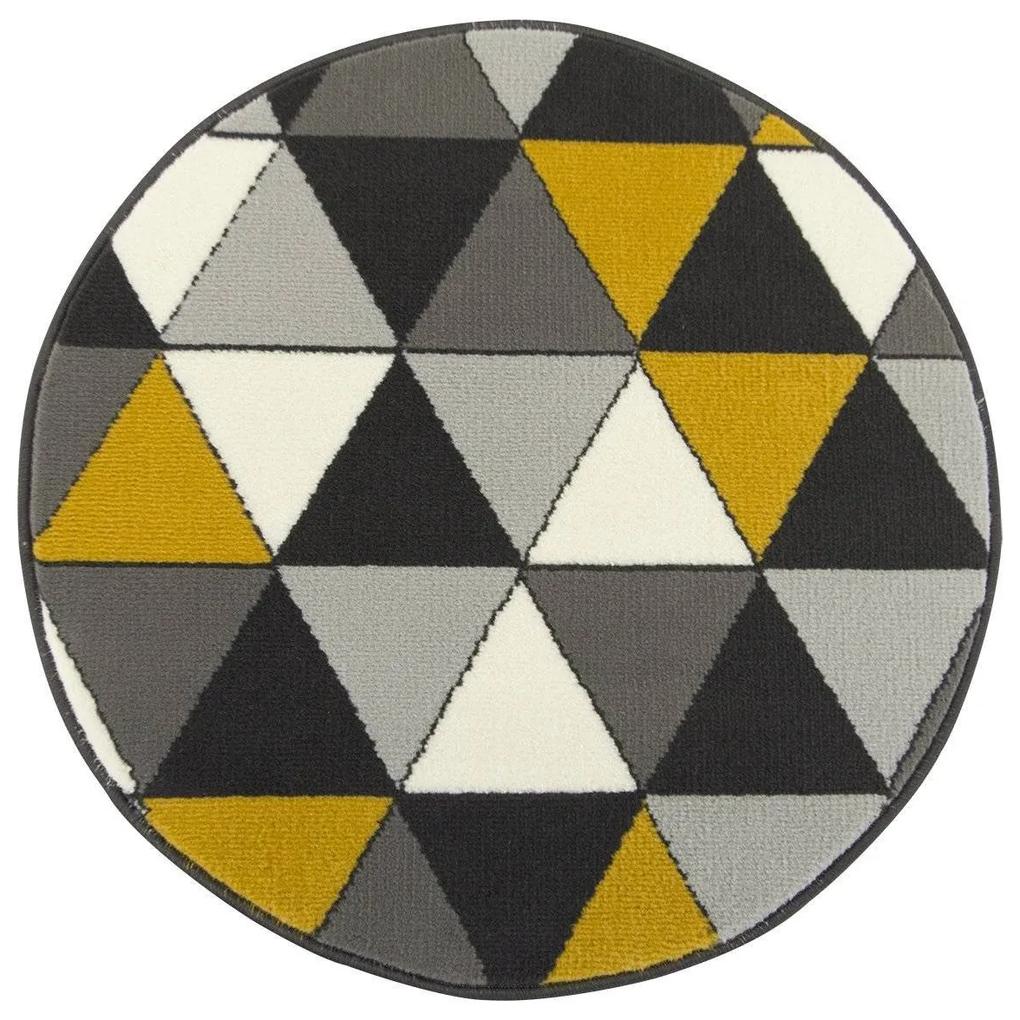 Kulatý koberec LUNA 502902/89925 šedý žlutý Rozměr: průměr 80 cm