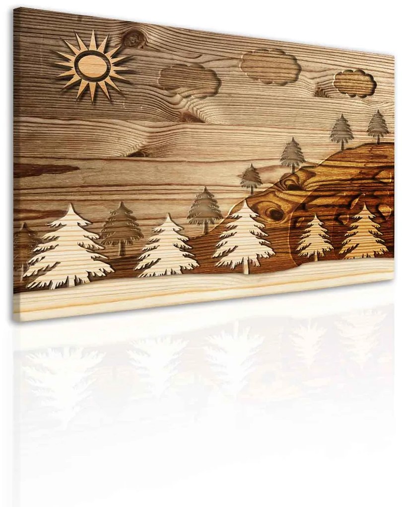 Obraz krajina ze dřeva Velikost (šířka x výška): 60x45 cm