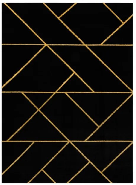 Dywany Łuszczów, Kusový koberec Emerald geometric 1012 black and gold, 160x220, černá, chodba / předsíň