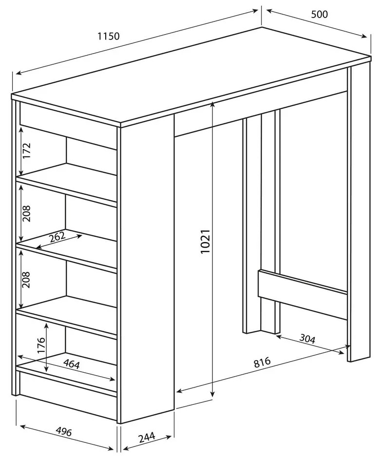 Barový stůl s deskou v dekoru betonu 50x115 cm Aravis – TemaHome