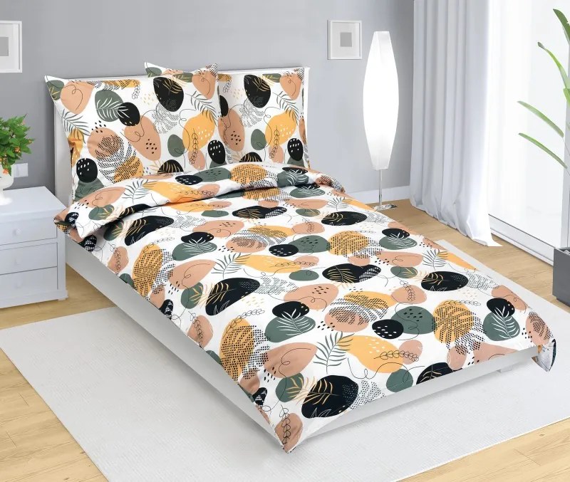Bellatex Bavlněné povlečení Béžová,Oranžová 140x220 cm, 70x90 cm