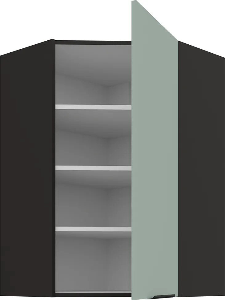 ARIA sc | horní kuchyňská skříňka 60x60 GN-90 1F (45°) rohová s policemi | 60x60 cm | VYSOKÁ | černá/aquamarine