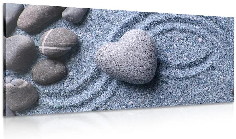 Obraz srdce z kamene na písečném pozadí Varianta: 100x50