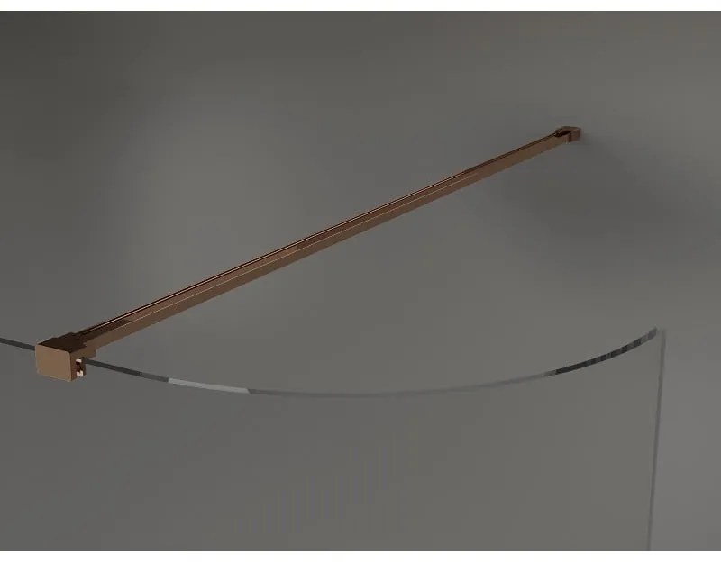 Mexen Kioto, zaoblená sprchová zástěna 120 x 200 cm, 8mm čiré sklo, růžové zlato profil, 800-120-101-60-06