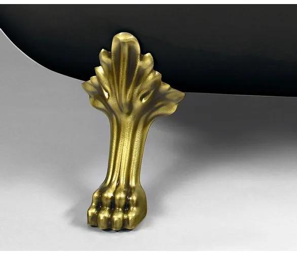 Polysan Retro Volně stojící vana 158x73x72 cm, nohy bronz, černá/bílá 72972