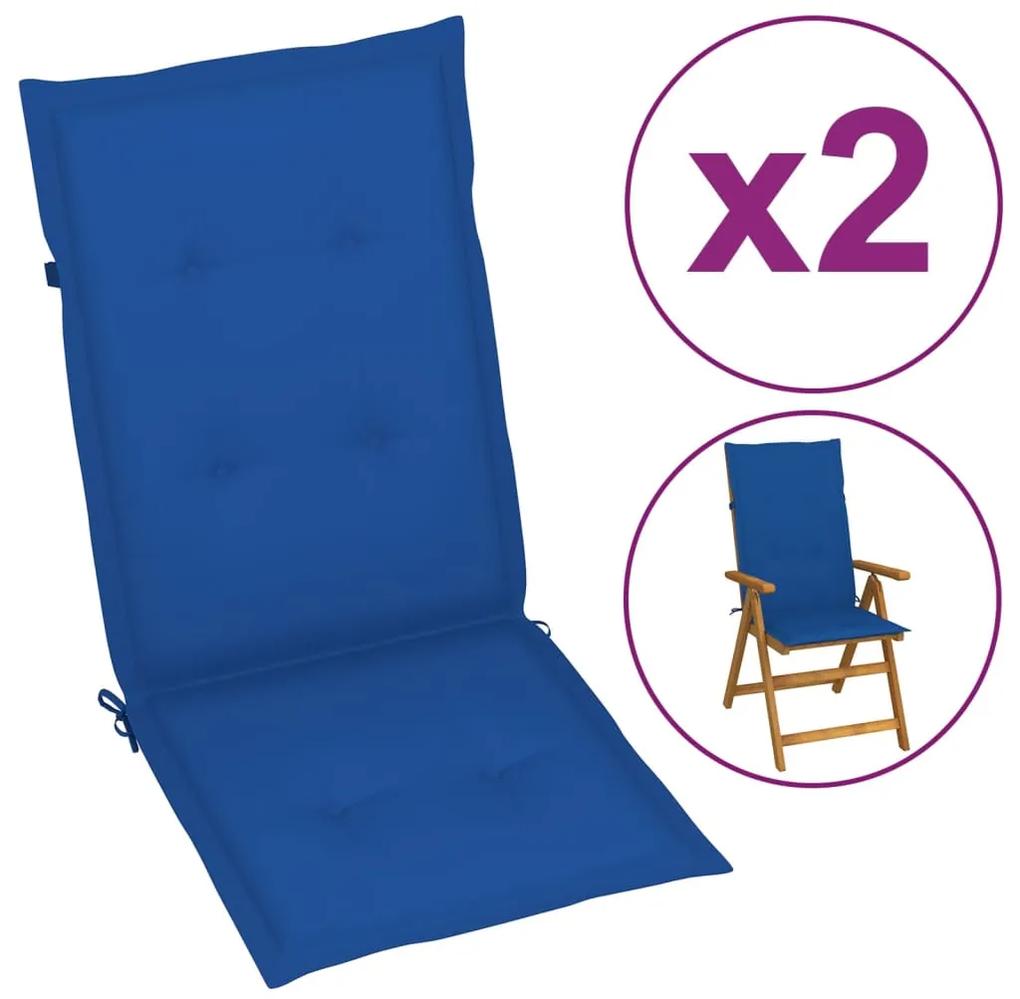 314116 vidaXL Podušky na zahradní židle 2 ks královsky modré 120 x 50 x 4 cm