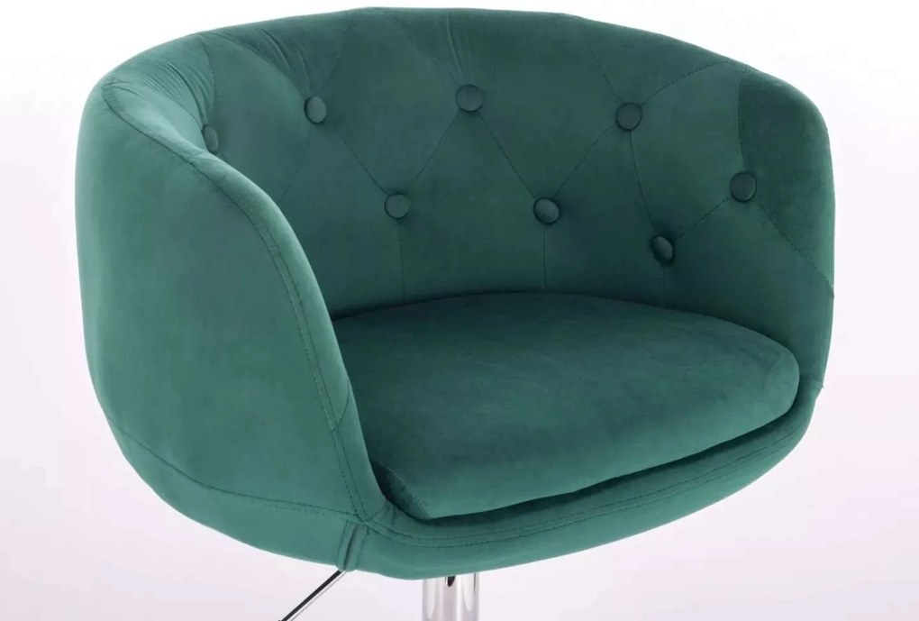 LuxuryForm DESIGN Otočné křeslo MONTANA VELUR na zlaté podstavě s kolečky - zelená