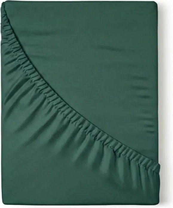 Kvalitex Saténové prostěradlo s gumou tmavě zelené 220x200cm