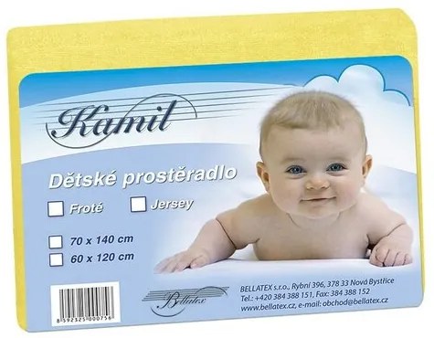 Bellatex Dětské froté prostěradlo, žlutá, 60 x 120 cm