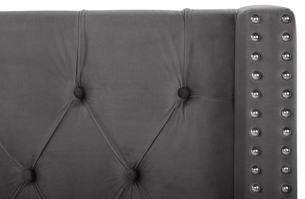 Sametová postel s úložným prostorem160 x 200 cm šedá LUBBON Beliani