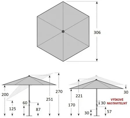 Doppler EXPERT 320 cm - slunečník s automatickým naklápěním klikou : Desén látky - 820