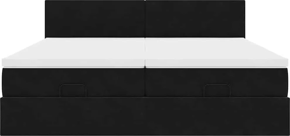 Osmanský rám postele s matracíes černá 160x200cm samet 3312052