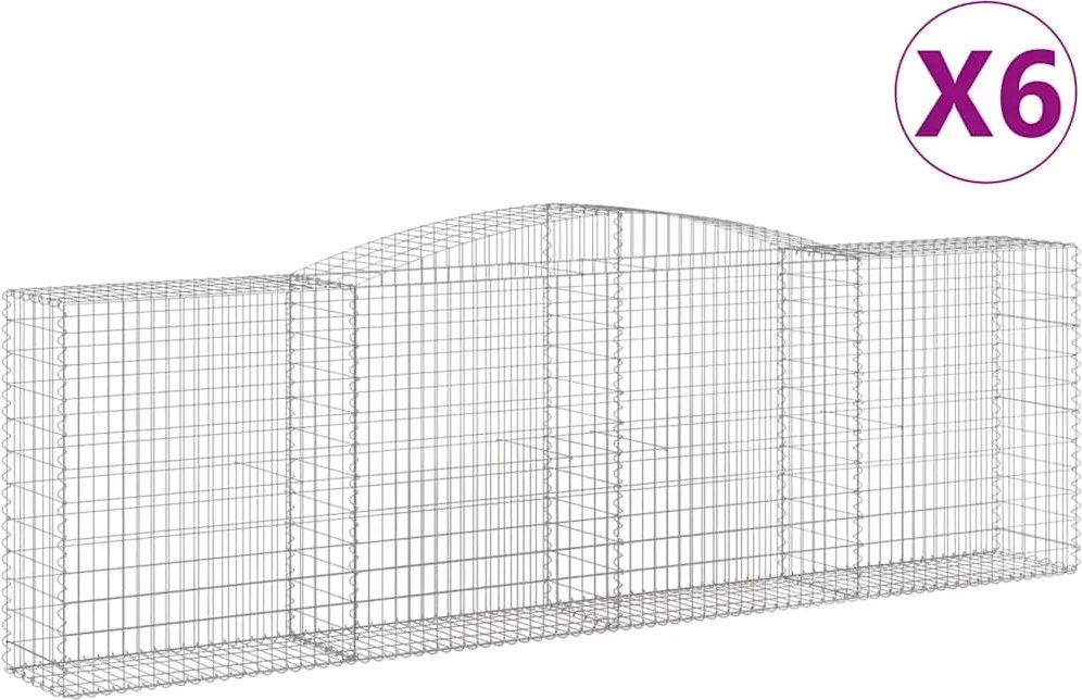 Klenuté gabionové koše 6 ks 400x50x120/140cm pozinkované železo 3147013
