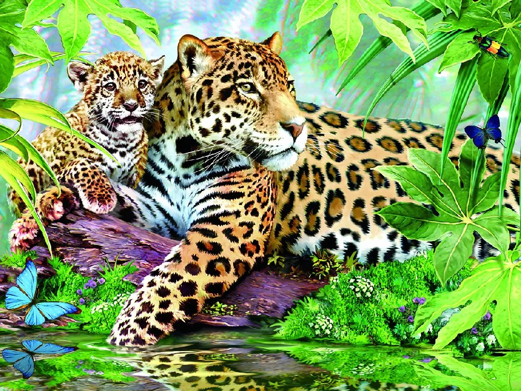 PRIME 3D PUZZLE - Jaguáři u bazénu 100 ks