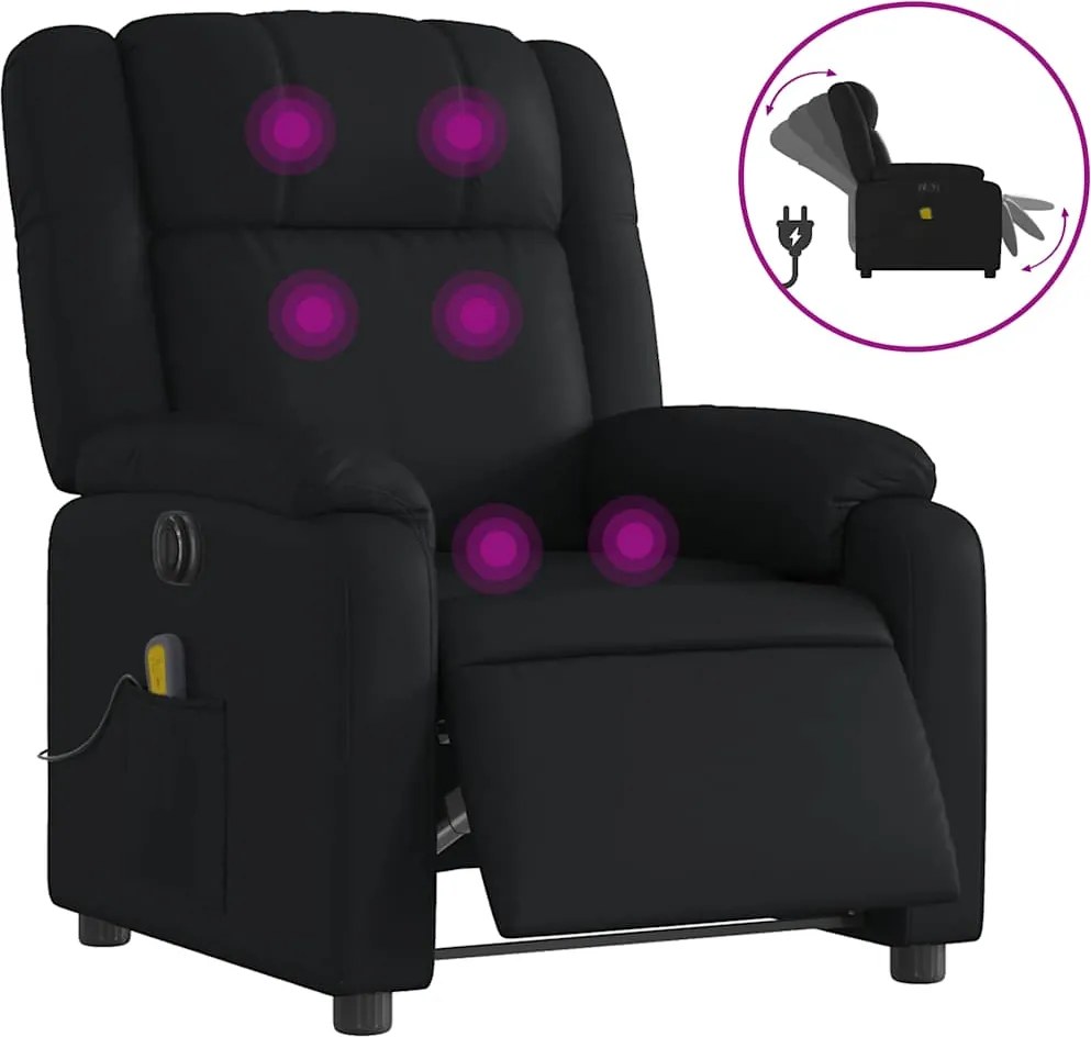 Elektrické masážní polohovací křeslo černé umělá kůže 3205143