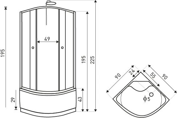 Aplomo Karola White 90x90x225 masážní sprchový box
