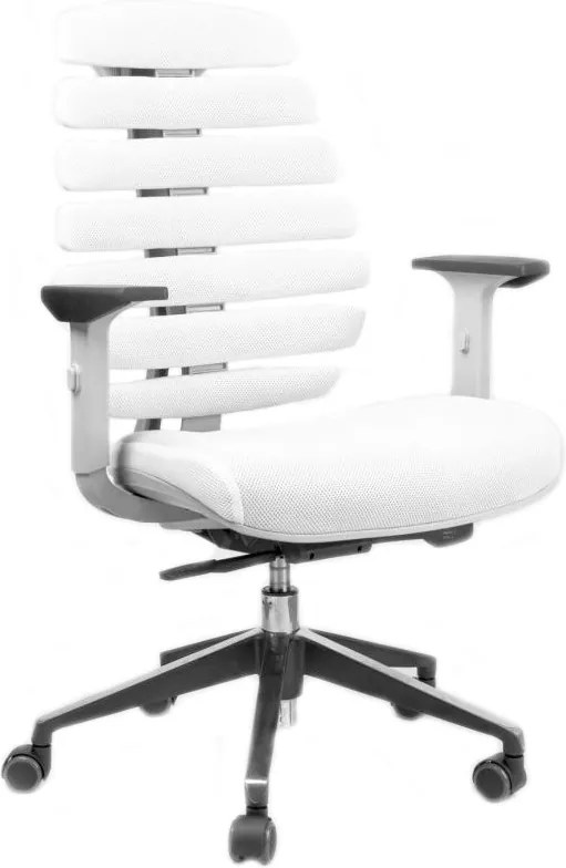 Kancelářská židle FISH BONES šedý plast,bílá látka TW 50F MESH