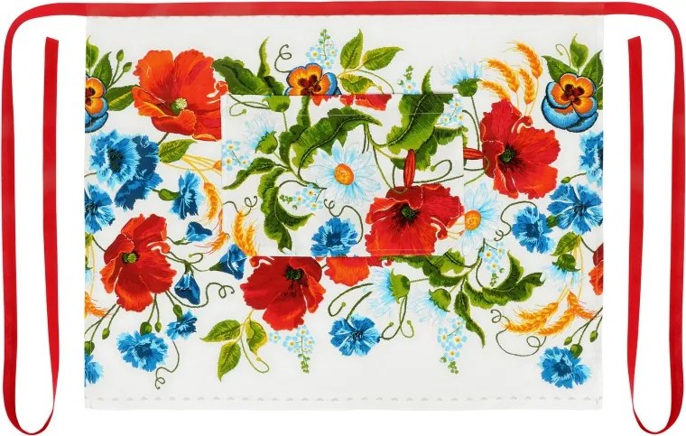 Bellatex Kuchyňská zástěra GITA - do pasu Červená,Modrá,Bílá 68x50 cm