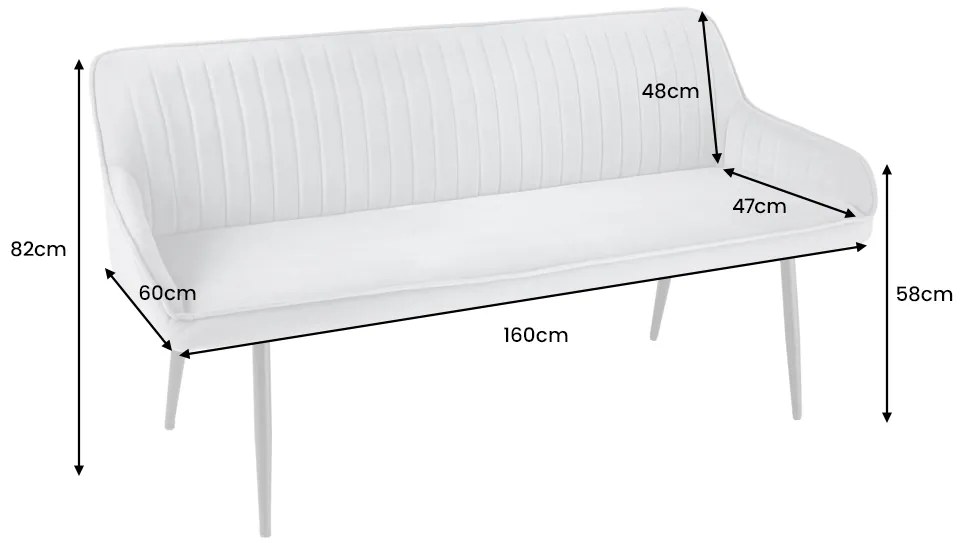 Designová lavice Esmeralda 160 cm stříbrno-šedý samet