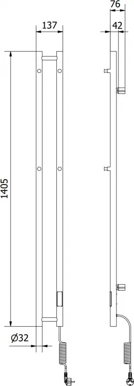 Mexen Pino, elektrické topné těleso s věšáky na ručníky 1405x137 mm, 150 W, bílá, W301-1405-137-00-20